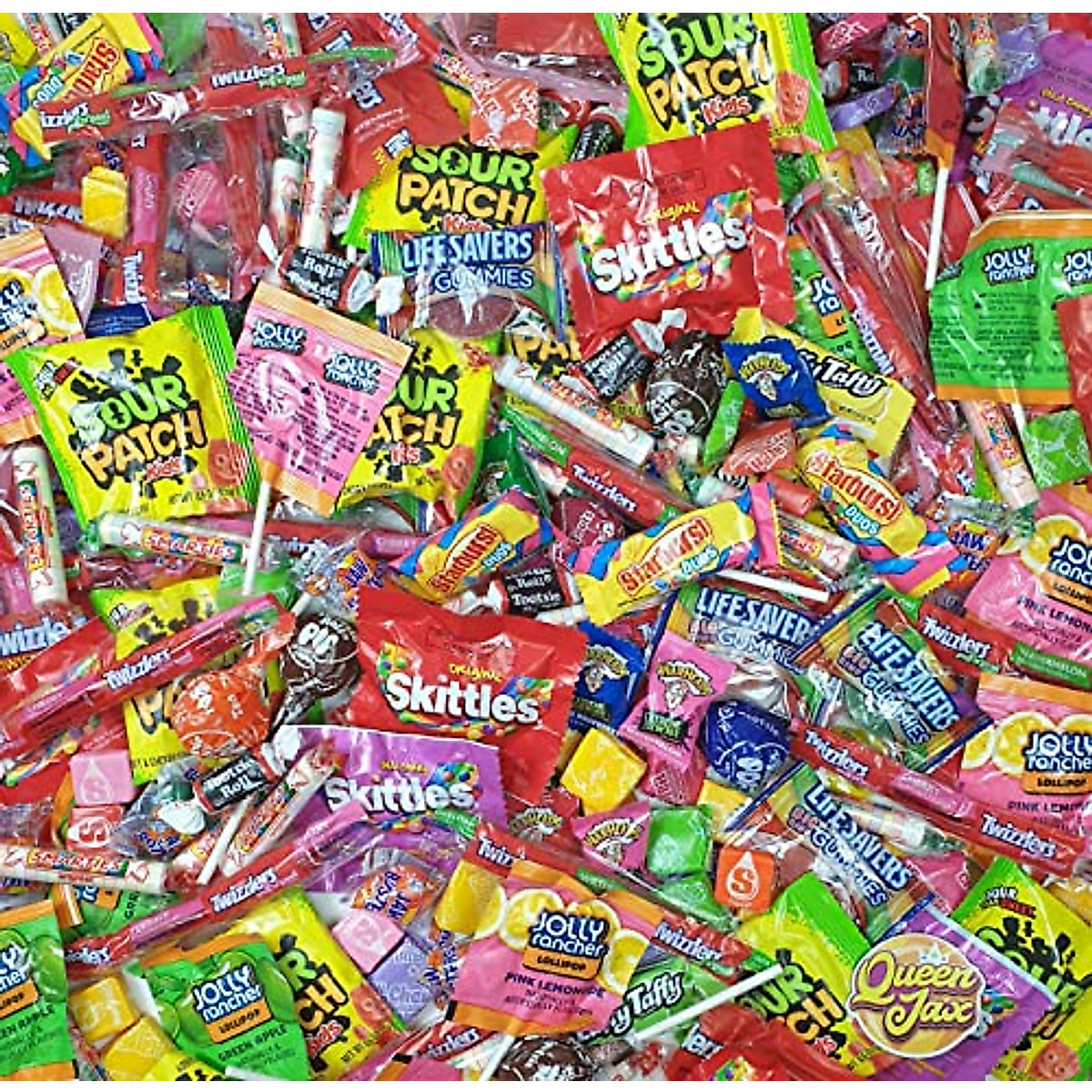Ultimate Assorted Candy Party Mix - 2 LB Bag - Fun Size Skittles, Nerds, Dubble Bubble, Jolly Ranchers, Smarties, Blow Pops Lollipops & More - Mega Variety Bulk Candy Assortment - Individually Wrapped Candy - Candy Bulk – with Queen Jax Fridge Magnet
