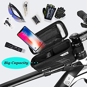 WILD MAN Bike Phone Mount Bag, Bike Accessories, Waterproof Bike Phone Holder, Mountain Bike Accessories for Adult Bikes with 3D Hard EVA, TPU Touch Screen for Phones Under 6.5”