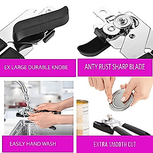 Best Can Opener Hand Manual - Stainless Steel Multifunctional 3in1 Manual Can Opener and Bottle Bear Opener with Sharp Blade Smooth Edge and Easy Grip Handle Easy to Use for Seniors Citizens