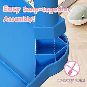 Domi Kids Table, Enlarged Plastic Toddler Children Activity Rectangular Table - Ideal for Arts & Crafts, Snack Time, Homeschooling, Homework & More (Blue)