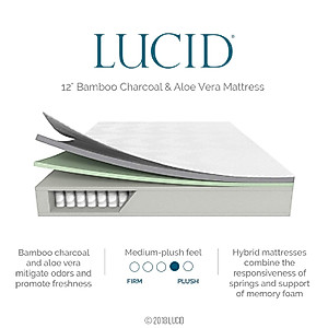 LUCID L300 Adjustable Bed Base with Lucid 12 Inch Memory Foam Hybrid Mattress - Full