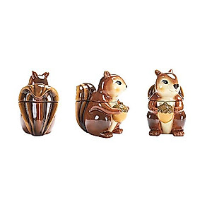 Bico Squirrel 8 inch Air Tight Cookie Jar, Hand Painted Ceramic Container, Dishwasher Safe