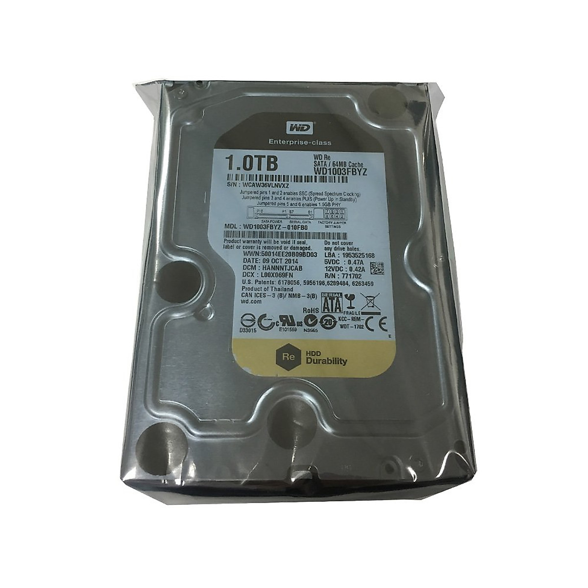 Western Digital RE WD1003FBYZ 1TB 7200RPM 64MB Cache SATA 6.0Gb/s 3.5 inches Enterprise Internal Hard Drive w/3 Year Warranty (Renewed)
