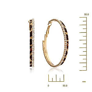 Gemini Women Fashion Leopard Print Crystal Big Round Hoop Earrings Gm148, Size: 5cm, Color: Gold