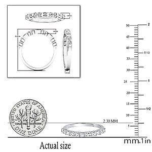 Dazzlingrock Collection 0.40 Carat (ctw) Baguette & Round White Diamond Stackable Wedding Band for Women in 14K White Gold Size 10