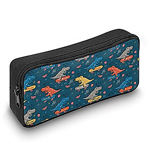 Doodle Dinosaur Skater Pencil Case Makeup Bag Big Capacity Pouch Organizer for Office College