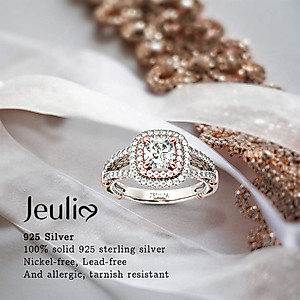 Jeulia Double Halo Cushion Cut Engagement Rings White Diamond Cubic Zirconia Wedding Rings CZ Solitaire Promise Rings with Jewelry Gift Box (8)