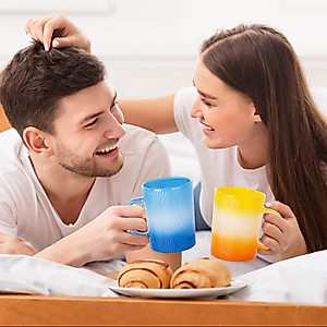 Claplante 6 Pack Coffee Mugs 11 oz Espresso Mugs with Handles, Tea cups with 6 Spoons, Drinking Glasses, Hot Chocolate Mugs, Cocoa Mugs, Mug Sets, Coffee Cups for Latte, Espresso Coffee, Juice, Tea