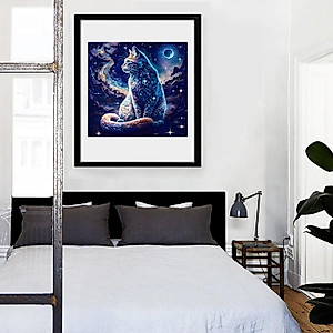 GemZono DIY Diamond Art Kits with Round Diamond,5D Cat Diamond Painting Kits Diamond Art Black Cat Diamond Painting Kits for Adults Diamond Dots Cat Crafts for Family Home Wall Decor Gifts 12x12inch