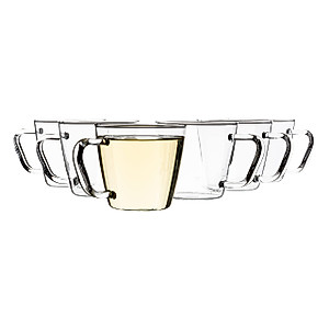 SIMAX Small Clear Coffee Mug: Borosilicate Glass Tea Cups - 7 Ounce Clear Mugs for Coffee - Coffee Glass Mugs With Handles - Clear Coffee Mugs - Cappuccino Cup - Small Coffee Cups - Tea Cup Set of 6