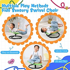 Leyndo Kids Sensory Chair Swivel Spinning Chair for Autism Kids Toddlers Wobble Chair Seat Rocking Chair for Kids Improve Balance Relief of Motion Sickness (Green,Egg Shape)