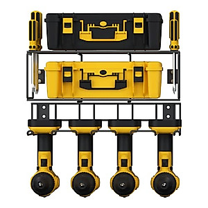 OMNINOVA Power Tool Organizer, 2 Pack Garage Tool Organizers and Storage with Screwdriver Holder, Drill Holder Wall Mount, Heavy Duty Metal Tool Shelf, Utility Storage Rack for Cordless Drill