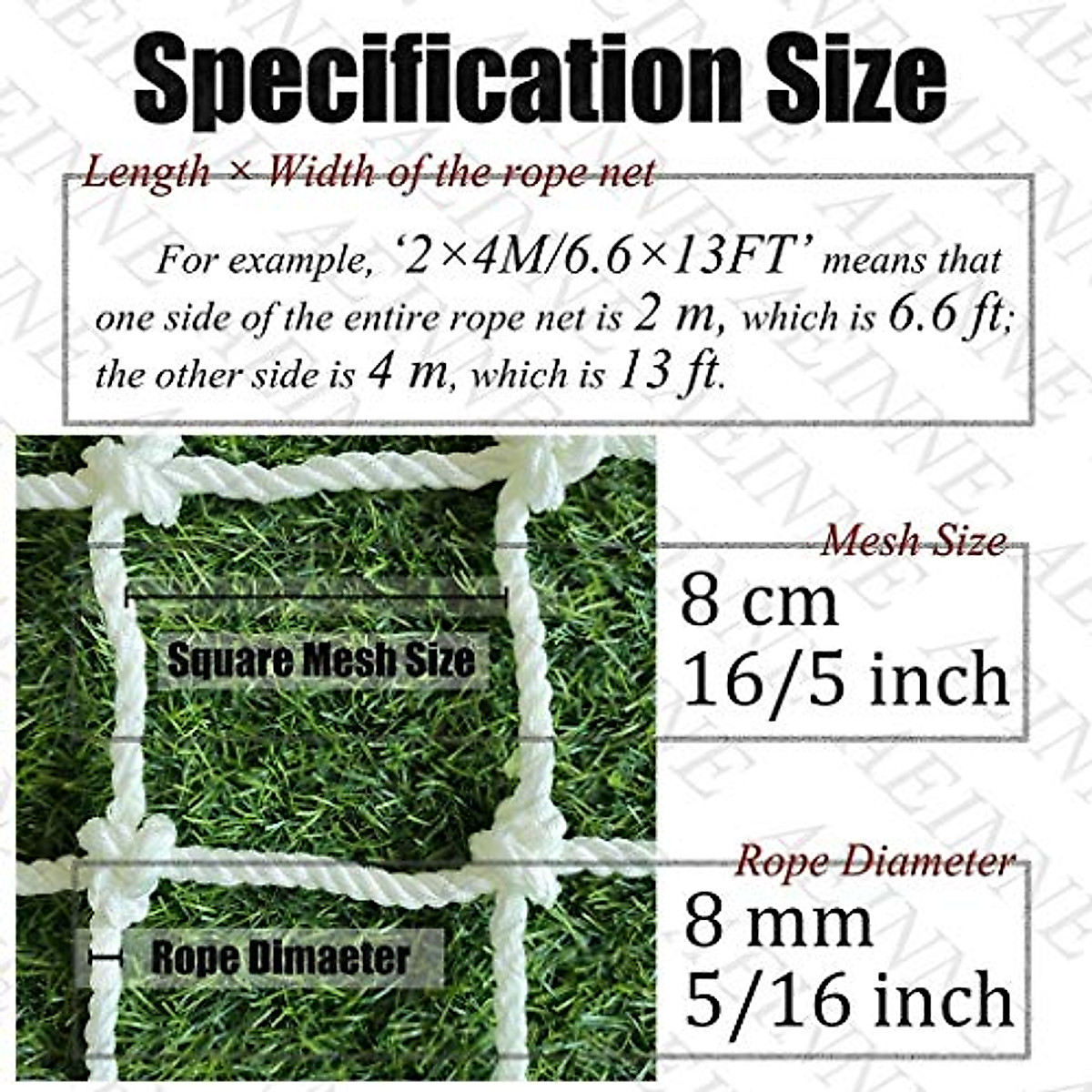 AEINNE Safety Netting for Fall Prevention, Safety Netting for Stairs Kids Balcony Safety Net Patio Child Rope Netting Bannister Fence Railings Children Protective Protection Nylon Cargo Nets, White