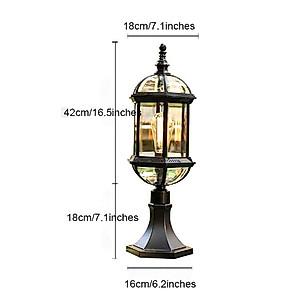 Mrdsre 3-Layer 8-inch Column Lamp Vintage Outdoor Glass LED Post Lighting Rustic Waterproof Led Pillar Wall Lamp Villas Garden Porch Home Landscape Pathway Lights