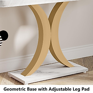 LITTLE TREE Narrow Entryway Console Table, Small, White+Gold