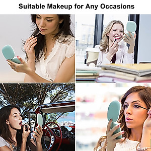 merifun LED Lighted Compact Makeup Mirror, Travel Magnifying Mirror 1x/10x - 56 LED Lights, Touch Sensor, 3 Colors Lights & Brightness Dimmable- Magnetic Closure, Rechargeable (Aqua)