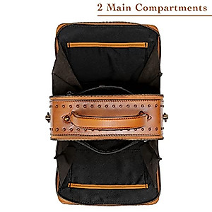 Oludel Women Genuine Leather Handbags, Organizer Leather Lady Satchel Vintage Embossing Totem Crossbody Shoulder Bag (Brown)