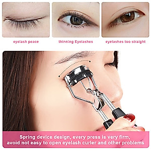 14 Pcs Eyelash Curler Set, 3 in 1 Eyelash Curler with Built in Comb, Include Eyelash Curler, Eyelash Comb Eyebrow Brush and Refill Pads, Eyelash Applicator Tool for Women (Size:14 Pcs/Set)