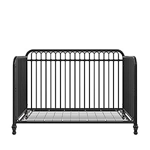 Little Seeds Raven 3-in-1 Convertible Metal Crib, JMPA Certified, Black