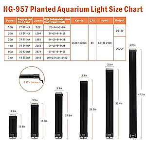 hygger Auto On Off 48-55 Inch LED Aquarium Light Extendable Dimable 7 Colors Full Spectrum Light Fixture for Freshwater Planted Tank Build in Timer Sunrise Sunset