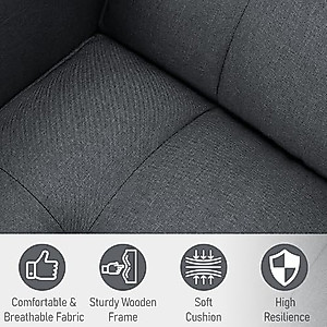 AVAWING Futon Sofa Bed, Modern Linen Fabric Convertible Upholstered Couch with Adjustable Back, Arms and High Strength Nylon Legs for Living Room, Apartment, Office (Grey)