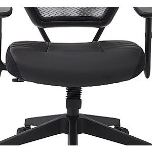 SPACE Seating Professional AirGrid Dark Back and Padded Black Eco Leather Seat, 2-to-1 Synchro Tilt Control, Adjustable Arms and Tilt Tension with Nylon Base Managers Chair