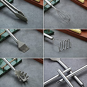 38 Piece Silicone kitchen Cooking Utensils Set with Utensil Rack, Silicone Head and Stainless Steel Handle Cookware, Kitchen Tools for Utensil Sets, Non-Stick kitchen Gadgets, Dishwasher Safe(Silver)