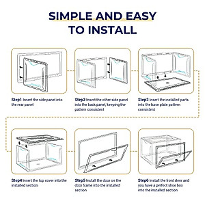 Nimluxe Shoes Storage Boxes,6Pack Sneaker Shoe Boxes Clear Plastic Stackable,Shoe Organizer Boxes with Magnetic Side Opening Lids, Display Case Shoe Container Boxes Fit Shoe Size Up to US 15