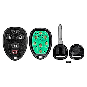 Keyless Remote Start Car Key Fob with Ignition Key fits Chevy Impala 2006 2007 2008 2009 2010 2011 2012 2013 Cadillac DTS Buick Lucerne Chevrolet Monte Carlo OUC60270, OUC60221 (Pack of 2)