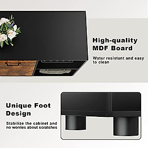 JUMMICO Storage Cabinet with Doors and Shelves Floor Cabinet Sideboard with Solid Wood Top Accent Cabinet for Living Room, Dining Room and Hallway