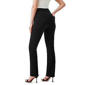 AFITNE Dress Pants for Women Business Casual Stretchy Straight Leg Work Pants Yoga Dress Slacks High Waisted with Pockets Black 31" L