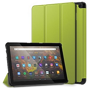 DTTO Case for All-New Fire HD 10 & 10 Plus Tablet (Only Compatible with 11th Generation Tablet, 2021 Release), Slim PU Leather Trifold Stand Cover Hard Back Shell with Auto Sleep/Wake, Spring Green
