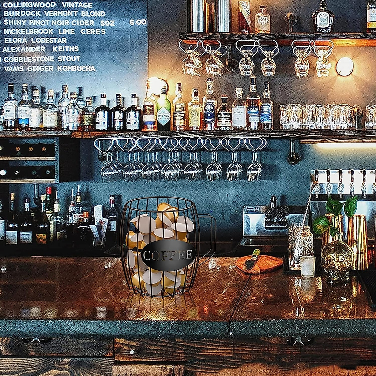 K Cup Holder and Coffee Pod Holder, K Cup Organizer, Large Capacity K Cup Holders, Coffee Pod Storage for Counter Kitchen Cafe Bar (Black)