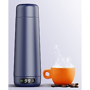 Travel Kettle, Portable Electric Kettle Dual Voltage Small Water Boiler for Tea & Coffee, 316 Stainless Steel, 6 Temperature Control and LCD Display, 110-240V for Global Use (370ML)