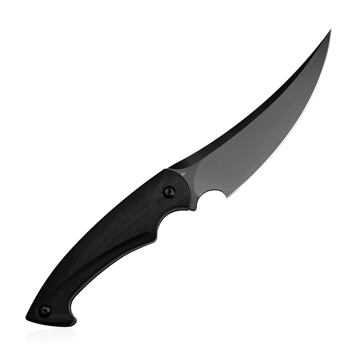 KUBEY Scimitar KU231 10.4in Fxied Blade Hunting Knives with 5.4in Trailing Point D2 Blade and G-10 Handle for Outdoor Survival Camping and Bushcraft, w/Kydex Sheath (Coating)