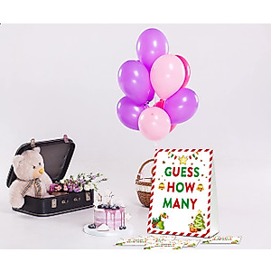 Christmas Bridal Shower Game Sign and Card, Christmas Guess How Many Party Game Set, 1 Sign With 50 Guess Tickets –LK-016