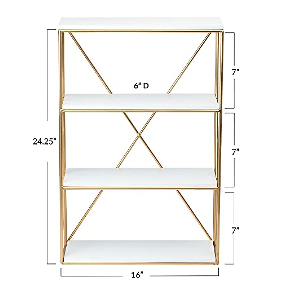 Main + Mesa Wood and Gold Rectangle Wall Shelf
