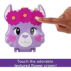 Polly Pocket Compact Playset, Llama Camp Adventure with 2 Micro Dolls & 13 Accessories, Travel Toy with Surprise Reveals