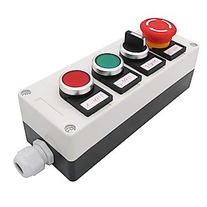TWTADE/Red Green Momentary Switch, Red Mushroom Emergency Stop Latching Push Button Switch,3 Positions 2NO Latching Select Selector Switch Station Box hz-11ZS-20X-GR