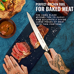 Cutluxe Meat Carving Knife – 9" Turkey Carving Knife – Razor Sharp & Full Tang – High Carbon German Steel – Ergonomic Handle Design – Artisan Series