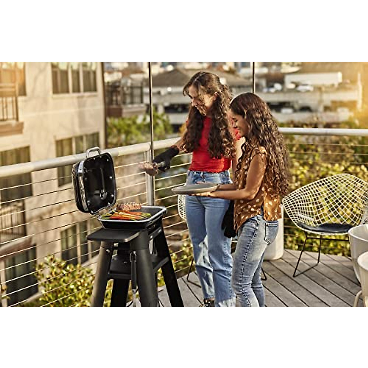 Weber Lumin Compact Outdoor Electric Barbecue Grill, Blue - Great Small Spaces such as Patios, Balconies, and Decks, Portable and Convenient