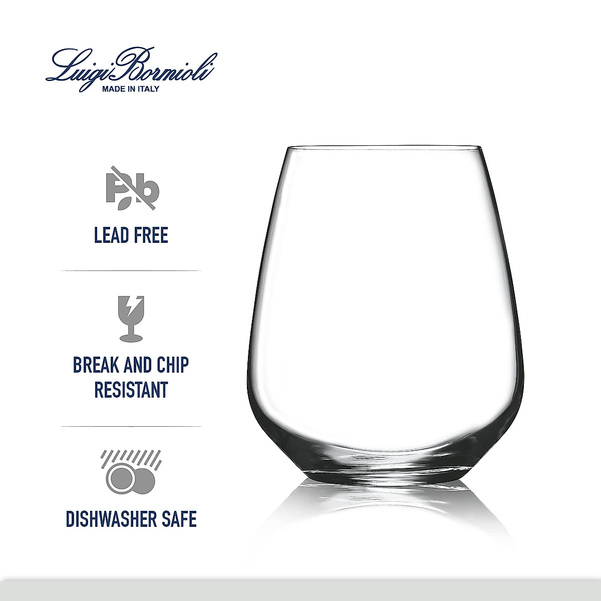 Luigi Bormioli Crescendo Crescendo 23.25 Ounce Stemless Wine Glasses, Set Of 4, Crystal SON-hyx Glass, Made In Italy.