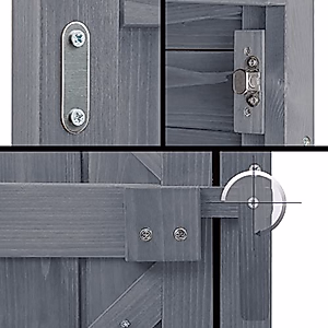 EMKK Outdoor Storage Shed,Wooden Waterproof Asphalt Roof Fir Wood Lockers for Lawn Mower,Backyard,Garden,Patio Furniture,Pool Accessories,Gray