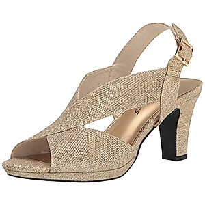 Easy Street Women's Christy Heeled Sandal, Gold Glitter, 8.5