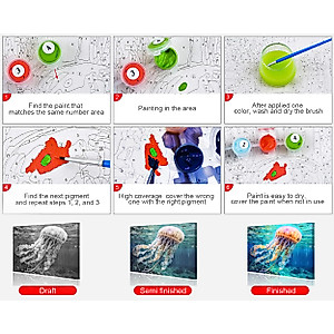 TUMOVO Paint by Numbers for Adults Beginner Jellyfish Paint-by-Numbers Wild Marine Animals Paint by Number Kits DIY Paint by Numbers Adult Paint by Number Kits on Canvas Home Decor, 16 x20 Inch