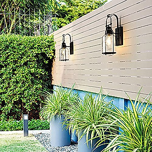 Bedroom wall lights, Wall Sconces, Simple Water Bottle Shape Simple Wall Mount Light Matte Black Iron Body Wall Lamp Transparent Glass lampshade Outdoor Sconce Light Compatible with The Commercial Are