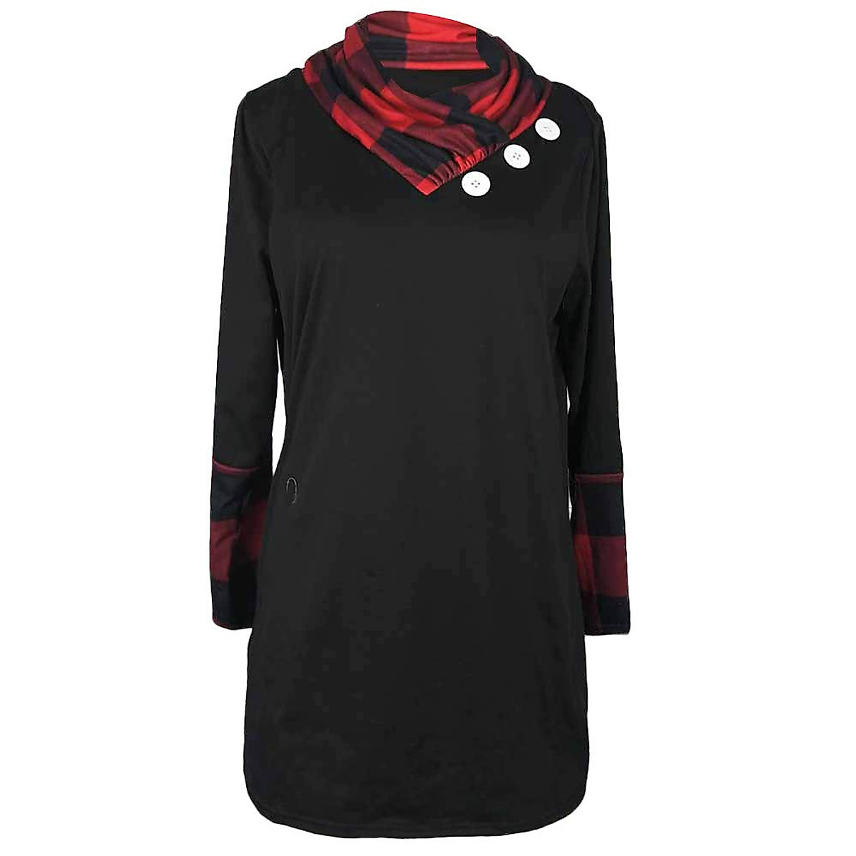 Women's Pullover Hoodie Funnel Neck Long Sleeve Hooded Sweatshirt Colorblock Patchwork Drawstring Top Blouse