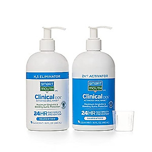 SmartMouth Clinical DDS 2-Bottle Activated Mouthwash with Pumps, Gum Health Support, Mint, 32 Fl Oz