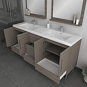 Alya Bath Ripley Bathroom Vanity, 72", Gray