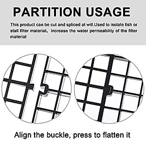 12Pcs Aquarium Fish Tank Divider Plastic Egg Crate Aquarium Filter Bottom Tray Grid Isolation Board Partition Net Pane Separator for Mixed Breeding Light Diffuser,15Pcs Sucker Clips Suction Cups,Black